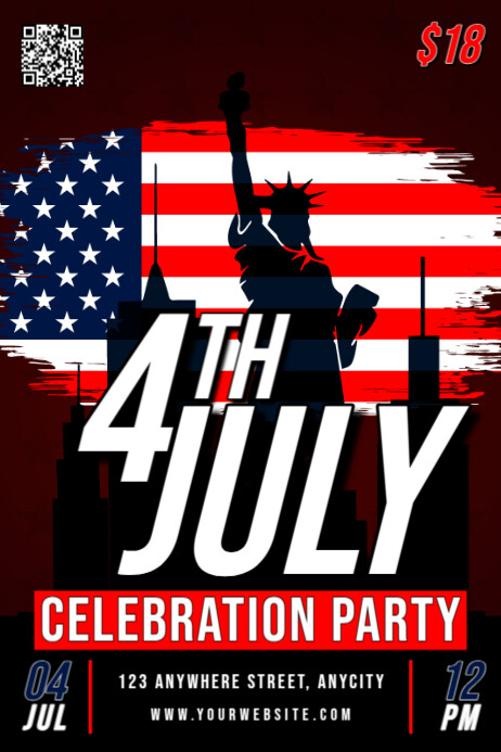 Black Modern & Minimal 4th Of July Party Poster Template | PosterMyWall