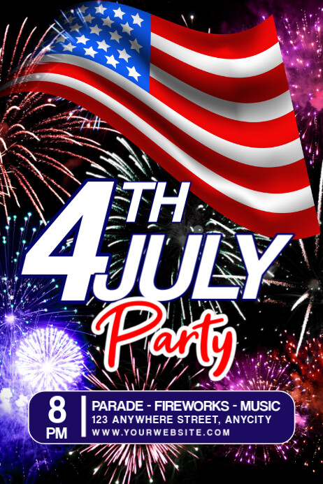 Black Modern & Minimal 4th Of July Party Poster Templat | PosterMyWall