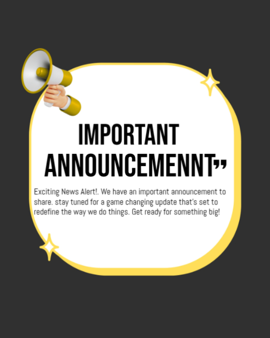 Black Modern & Minimal Announcement Instagram Portrait Template ...