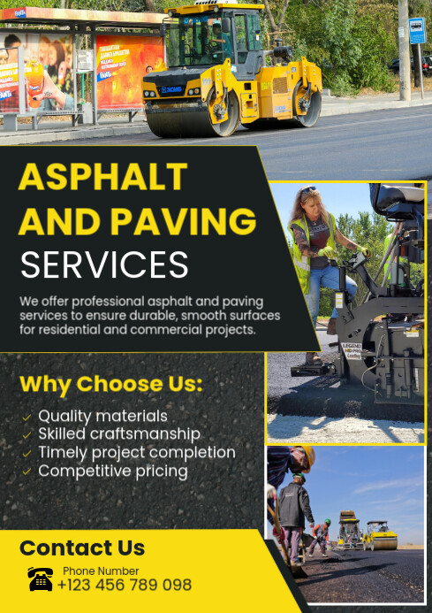 Copy of Black Modern & Minimal Asphalt And Paving Services A4 ...
