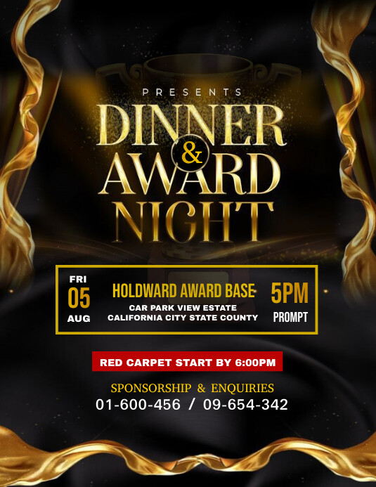 Copy of Black Modern & Minimal Award Night Presentati | PosterMyWall