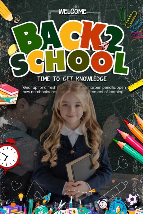 Black Modern & Minimal Back 2 School Poster Template | PosterMyWall