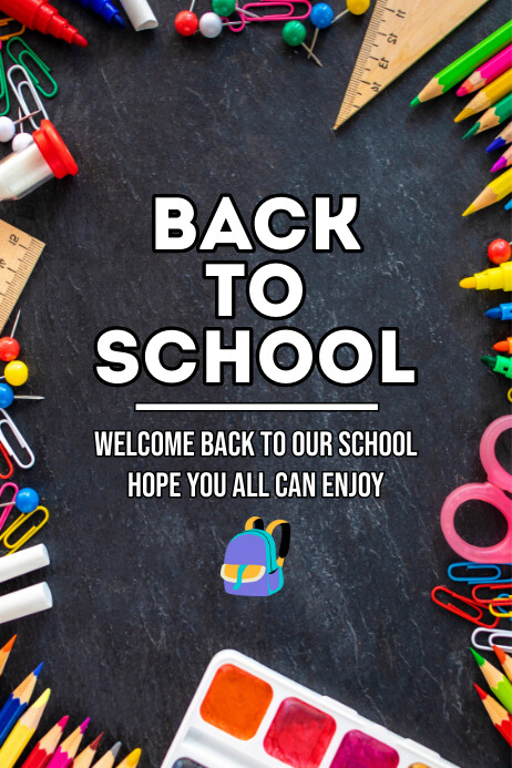 Black Modern & Minimal Back To School Poster Template | PosterMyWall