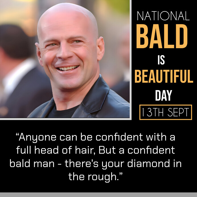 Black Modern & Minimal Bald Day Instagram Pos Template | PosterMyWall