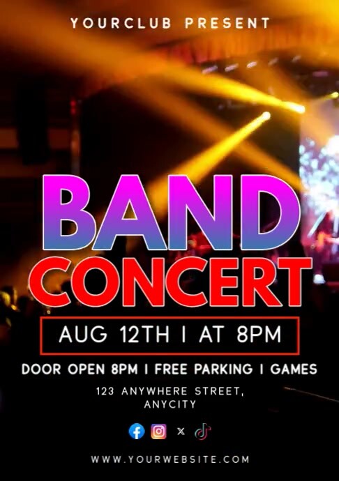 Black Modern & Minimal Band Concert A1 Template | PosterMyWall