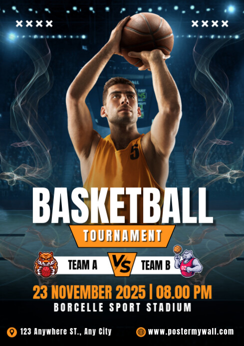 Copy of Black Modern & Minimal Basketball Tournament A4 | PosterMyWall