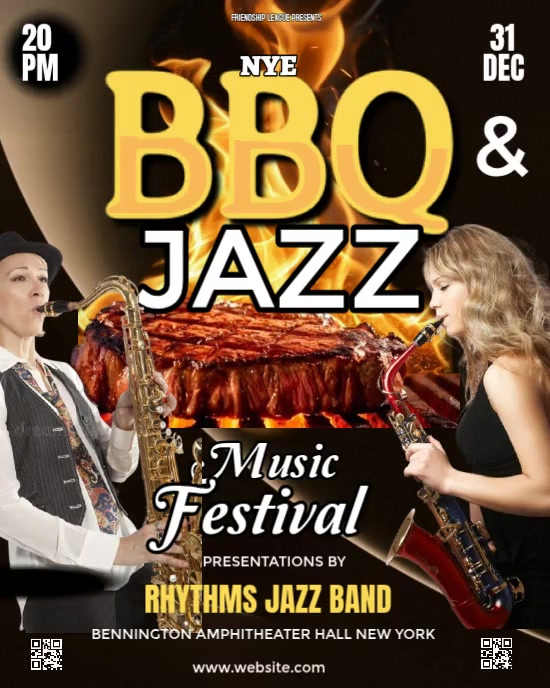 Black Modern & Minimal Bbq And Jazz Music Festival Festival Flyer ...