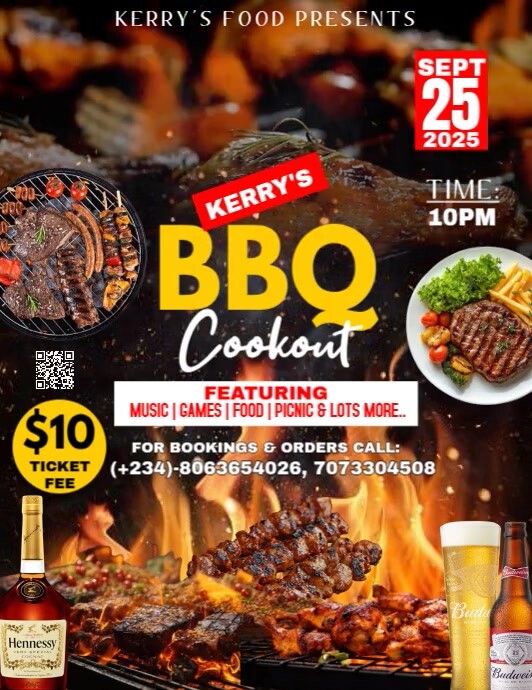 Black Modern & Minimal Bbq Cookout Template Flyer (us Letter ...
