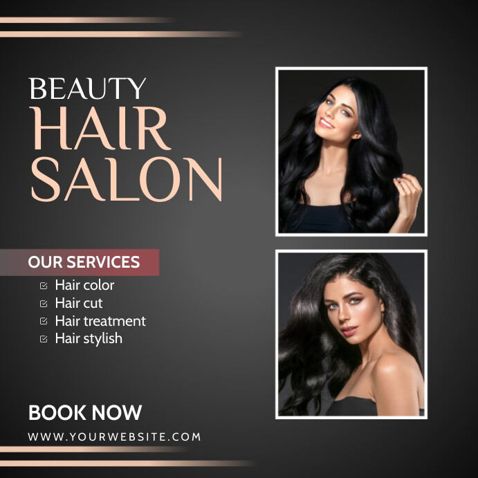 Black Modern & Minimal Beauty Hair Salon Pos Template | PosterMyWall