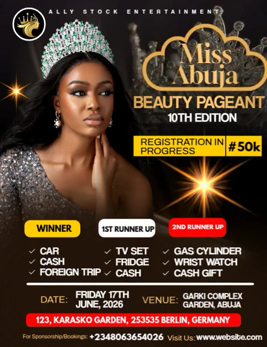 Black Modern & Minimal Beauty Pageant Flyer (us Letter) Template ...