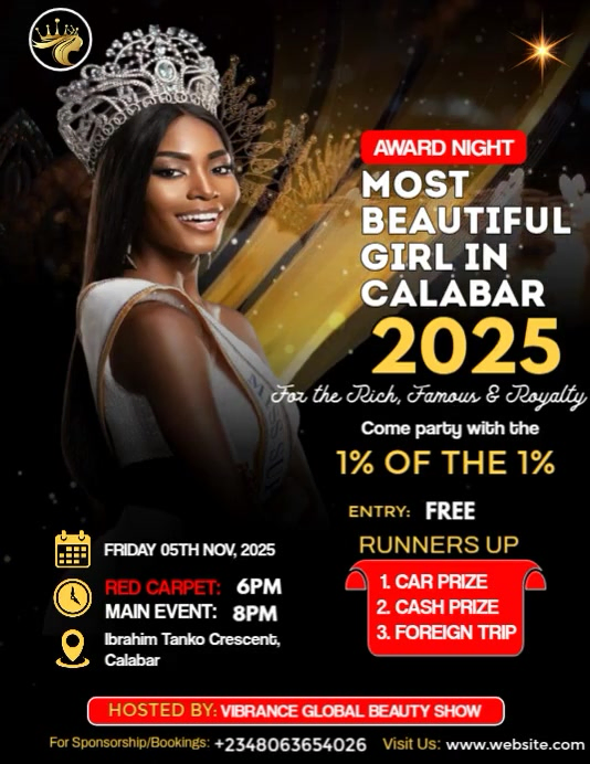 Black Modern & Minimal Beauty Pageant Flyer (us Letter) Template ...