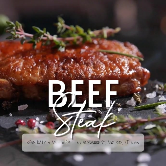 Black Modern & Minimal Beef Steak Promotion Pos Instagram Template ...