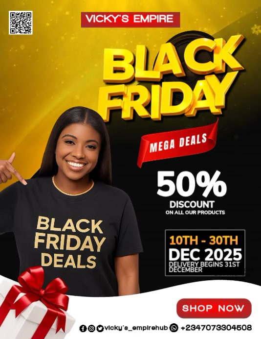 Black Modern & Minimal Black Friday Mega Deals Template Flyer (us ...