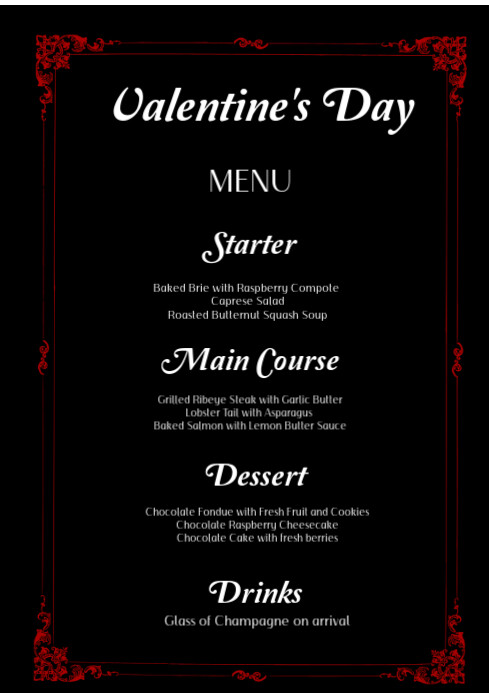 Black Modern & Minimal Black Red Luxury Elegant Border Valentines Day ...