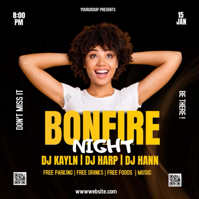 Black Modern & Minimal Bonfire Night Party Flyer Instagram Post ...