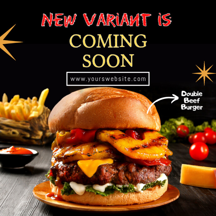 Plantilla de Black Modern & Minimal Burger Menu Coming Soon Pos ...