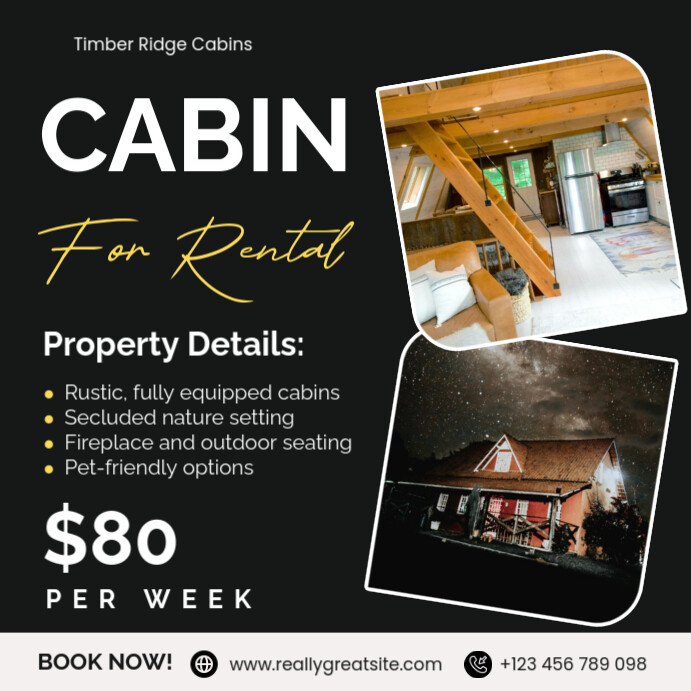 Copy of Black Modern & Minimal Cabin For Rental Instagram Post ...
