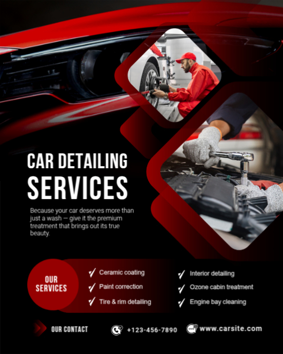 Black Modern & Minimal Car Detailing Services Instagram Portrait ...