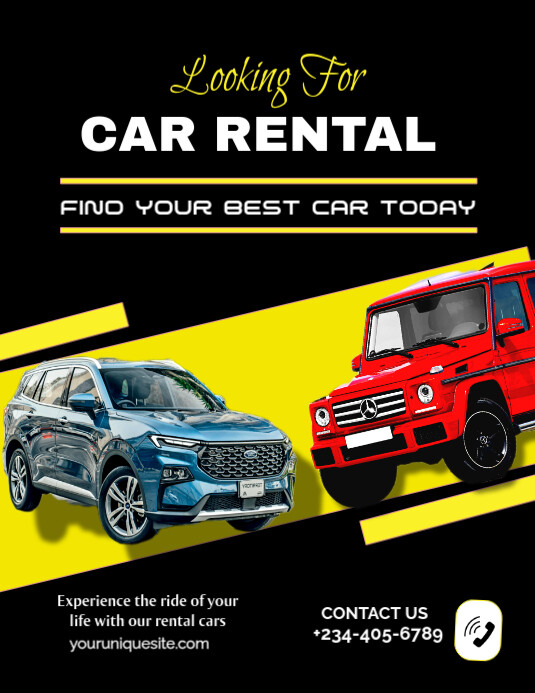 Black Modern & Minimal Car Rental Flyer (us Letter) Template | PosterMyWall