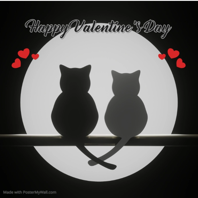Black Modern & Minimal Cats in Love Valentine's Day Instagram Post ...