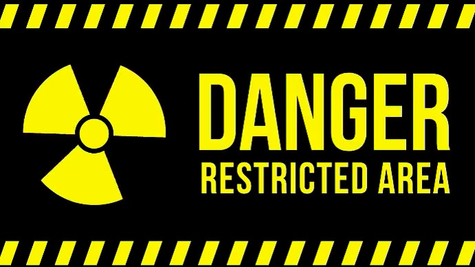 Black Modern & Minimal Caution Sign Poster Digital Display (16:9 ...