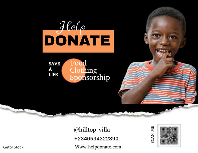 Black Modern & Minimal Charity Donation Flyer Template | PosterMyWall
