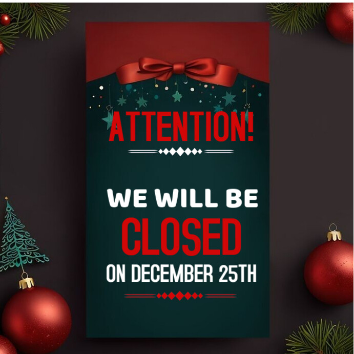Black Modern & Minimal Christmas Closure Notice Template Instagram Post | PosterMyWall