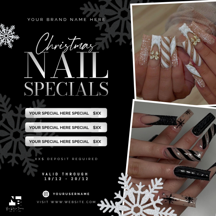Black Modern & Minimal Christmas Nail Specials Flyer Instagram Post ...