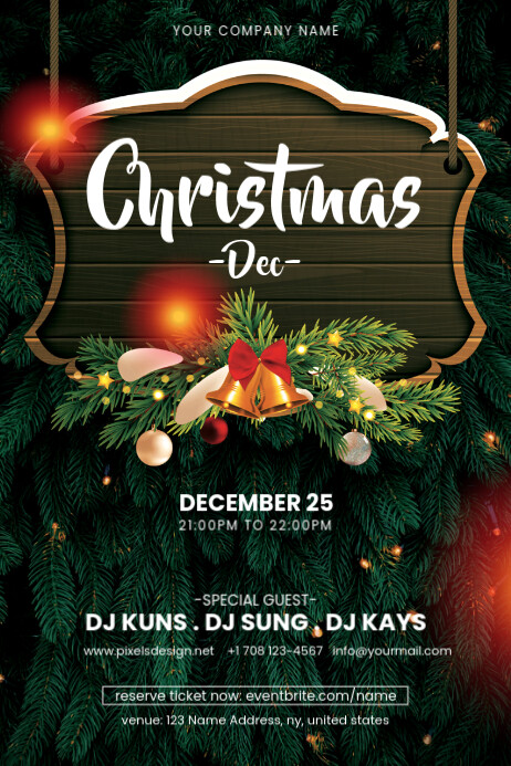 Black Modern & Minimal Christmas Party Poster Template | PosterMyWall