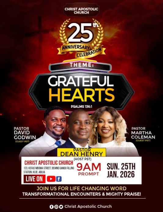 Black Modern & Minimal Church 25th Anniversary Celebration Service ...