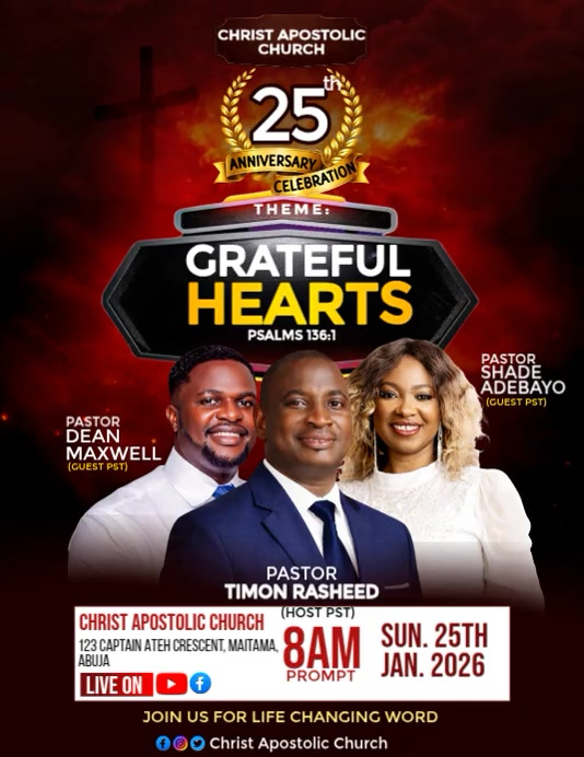 Black Modern & Minimal Church 25th Anniversary Celebration Service ...