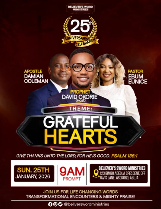Black Modern & Minimal Church 25th Anniversary Celebration Service ...