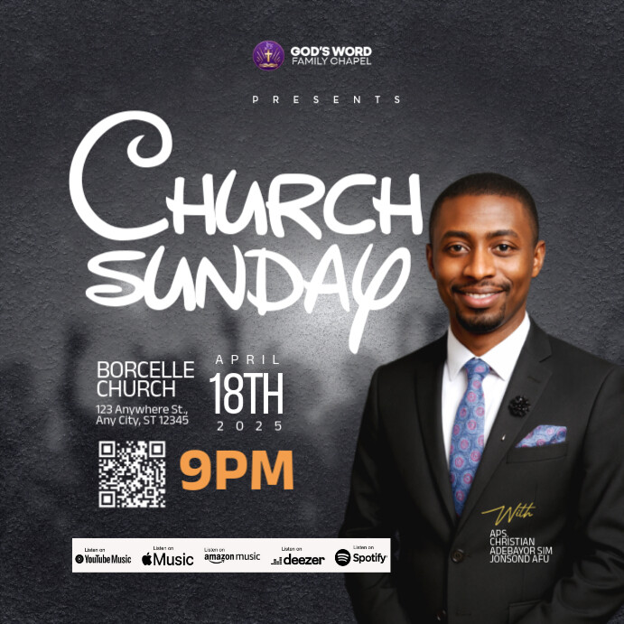 Black Modern & Minimal Church Flyer Instagram Post | PosterMyWall