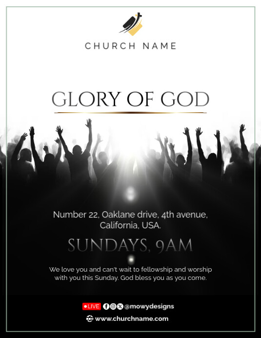 Black Modern & Minimal Church Invitation Flyer (us Letter) Template | PosterMyWall