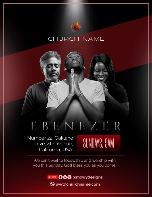 Black Modern & Minimal Church Invitation Flye Template | PosterMyWall