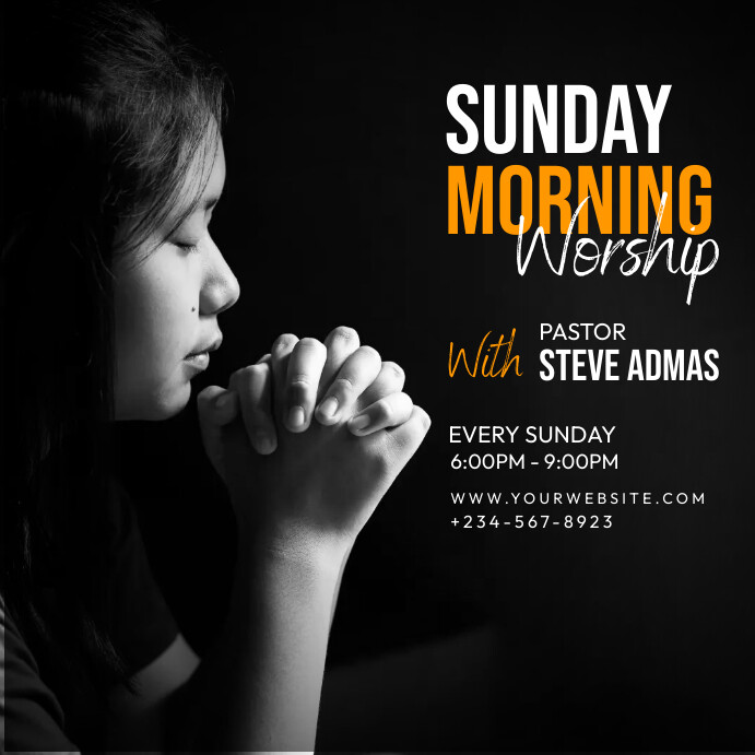 Black Modern & Minimal Church Prayer Service Template | PosterMyWall