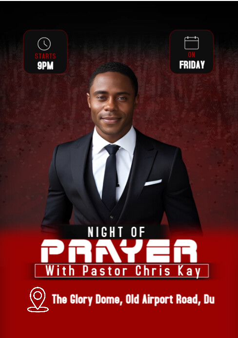 Black Modern & Minimal Church Program Invite A5 Template | PosterMyWall