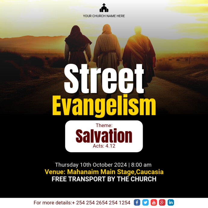 Copy of Black Modern & Minimal Church Street Evangelism Event Instagram Post | PosterMyWall