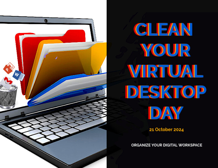 Black Modern & Minimal Clean Your Virtual Desktop Day Flyer (us Letter ...