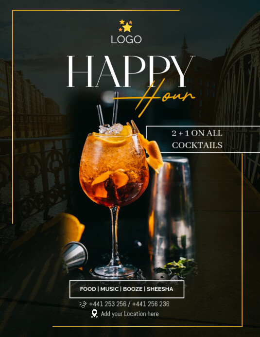 Copy of Black Modern & Minimal Cocktail Flyer (us Letter) | PosterMyWall