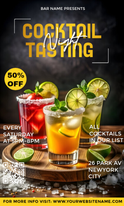 Black Modern & Minimal Cocktail Tasting Night Flyer Us Legal Template ...