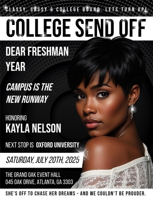 Black Modern & Minimal College Send Off Flyer (us Letter) Template ...
