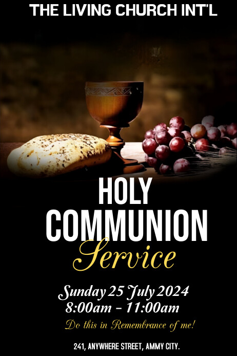 Copy of Black Modern & Minimal Communion Service Desi | PosterMyWall