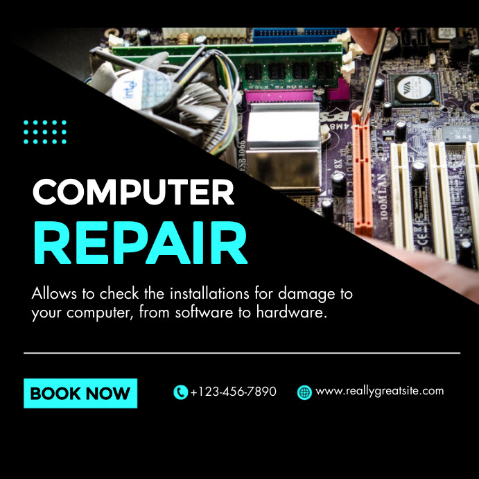 Black Modern & Minimal Computer Repair Instag Template | PosterMyWall