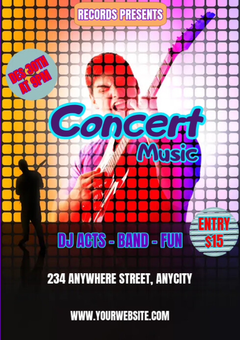 Black Modern & Minimal Concert Music A1 Template | PosterMyWall