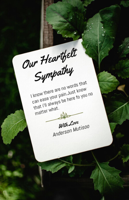 Copy of Black Modern & Minimal Condolences Card Tabloid | PosterMyWall