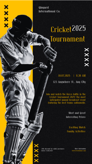 Black Modern & Minimal Cricket Tournament Digital Display (9:16 ...
