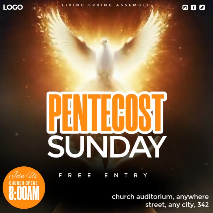 Black Modern & Minimal Customizable Pentecost Video Template Instagram ...