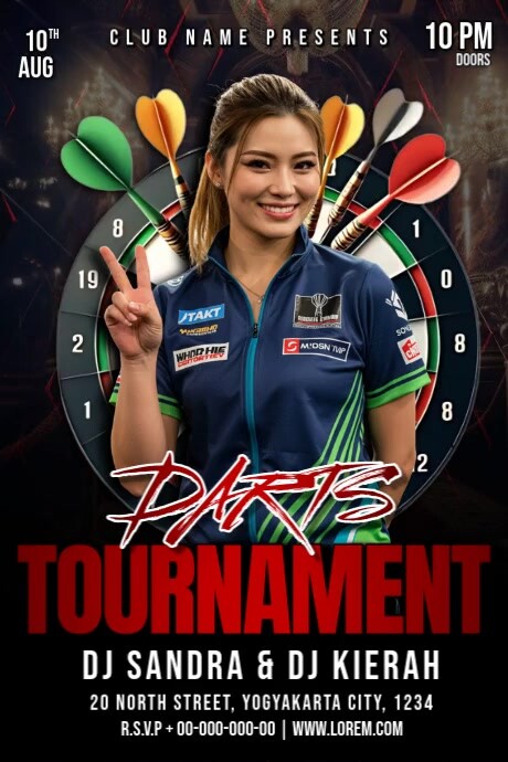Black Modern & Minimal Darts Tournament Banner 4' × 6' Template ...