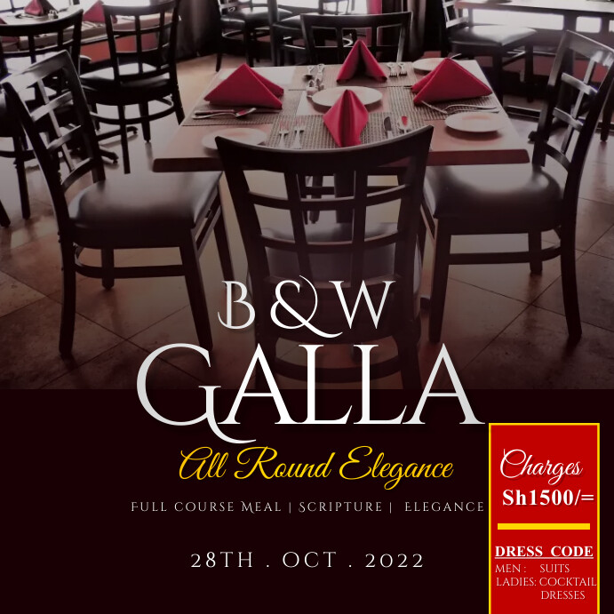 Black Modern & Minimal Dinner Instagram Post Template | PosterMyWall